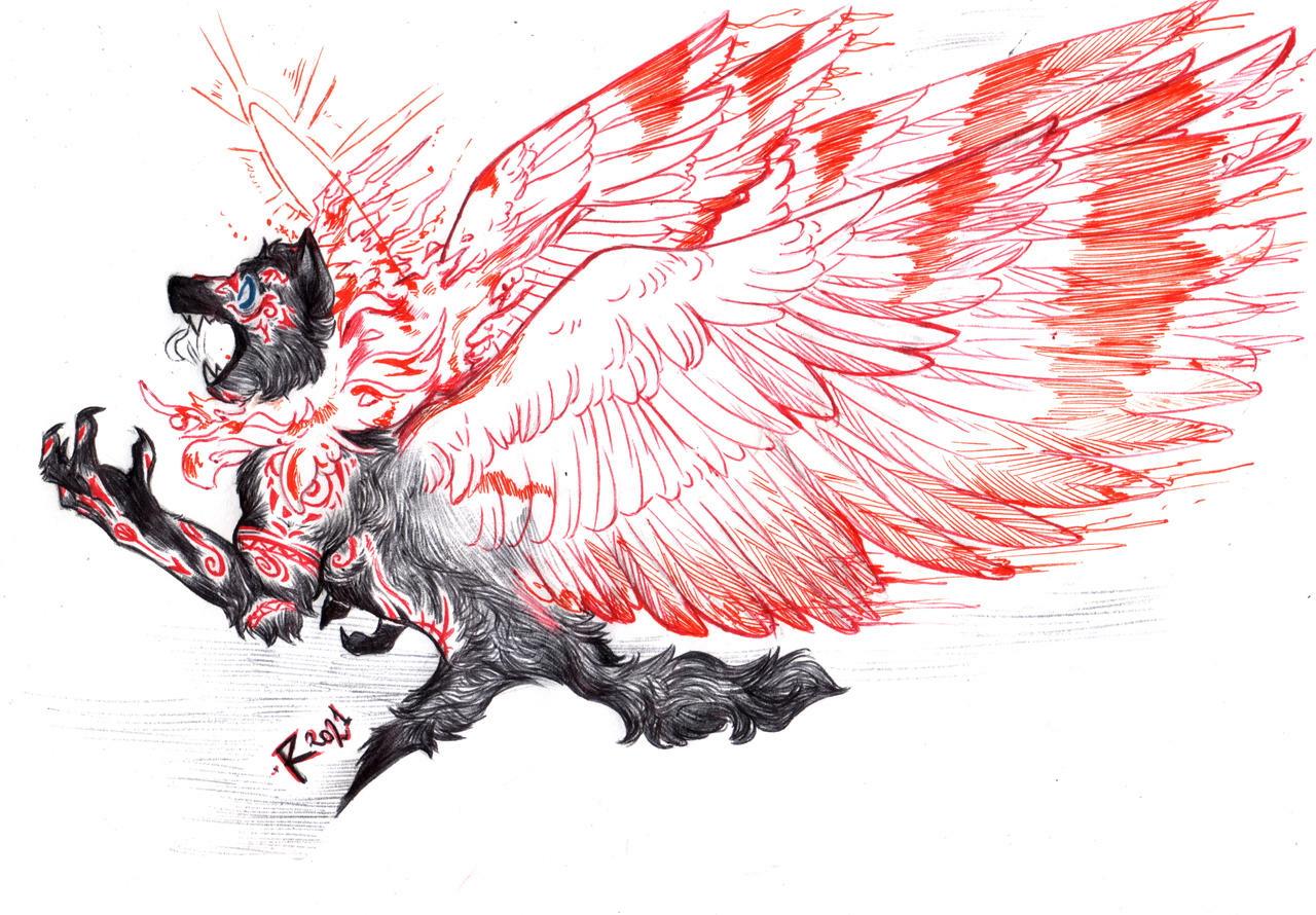 Rainbow Wolves With Wings